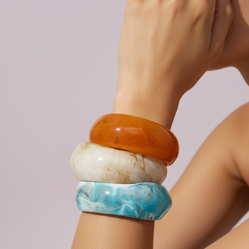 Lucite Bangles – BLK Confetti